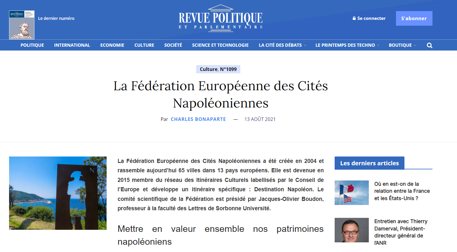 La Fédération Européenne des Cités Napoléoniennes - Destination ...